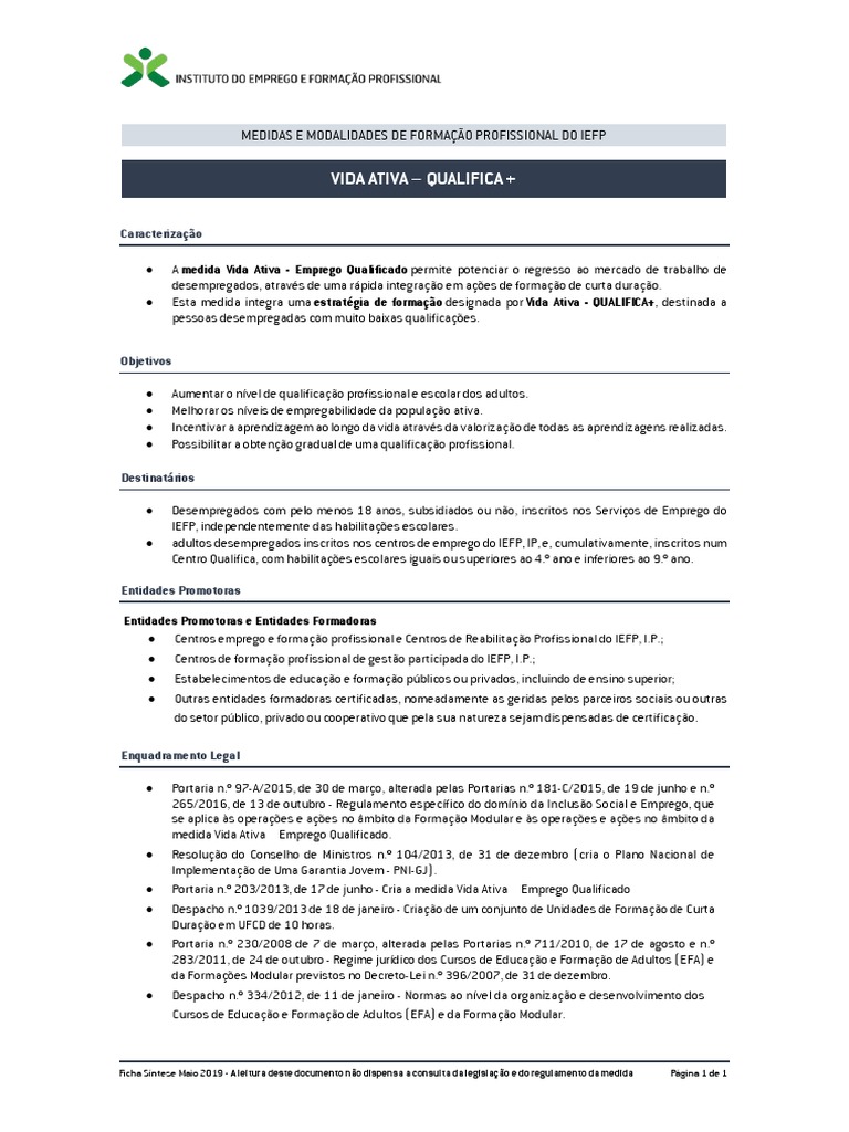 Formação Vida Ativa - Qualifica+ 2024 | PDF | Desenvolvimento ...