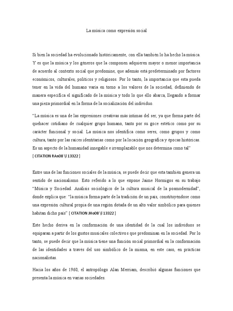 La Música Como Expresión Social | PDF | Nacionalismo | Sociedad