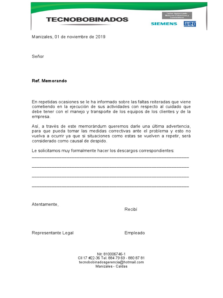 Formato Memo Modelo Empresa | PDF