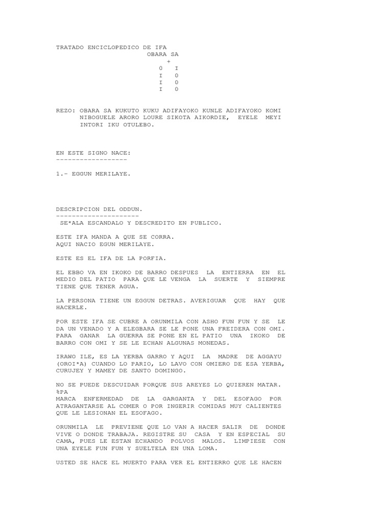 10 - Obara Osa | PDF | Santeria | Religiones religiosas