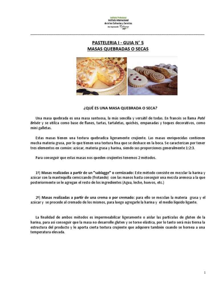 Masas Quebradas: Guía Completa | PDF | Galleta | Huevo como alimento