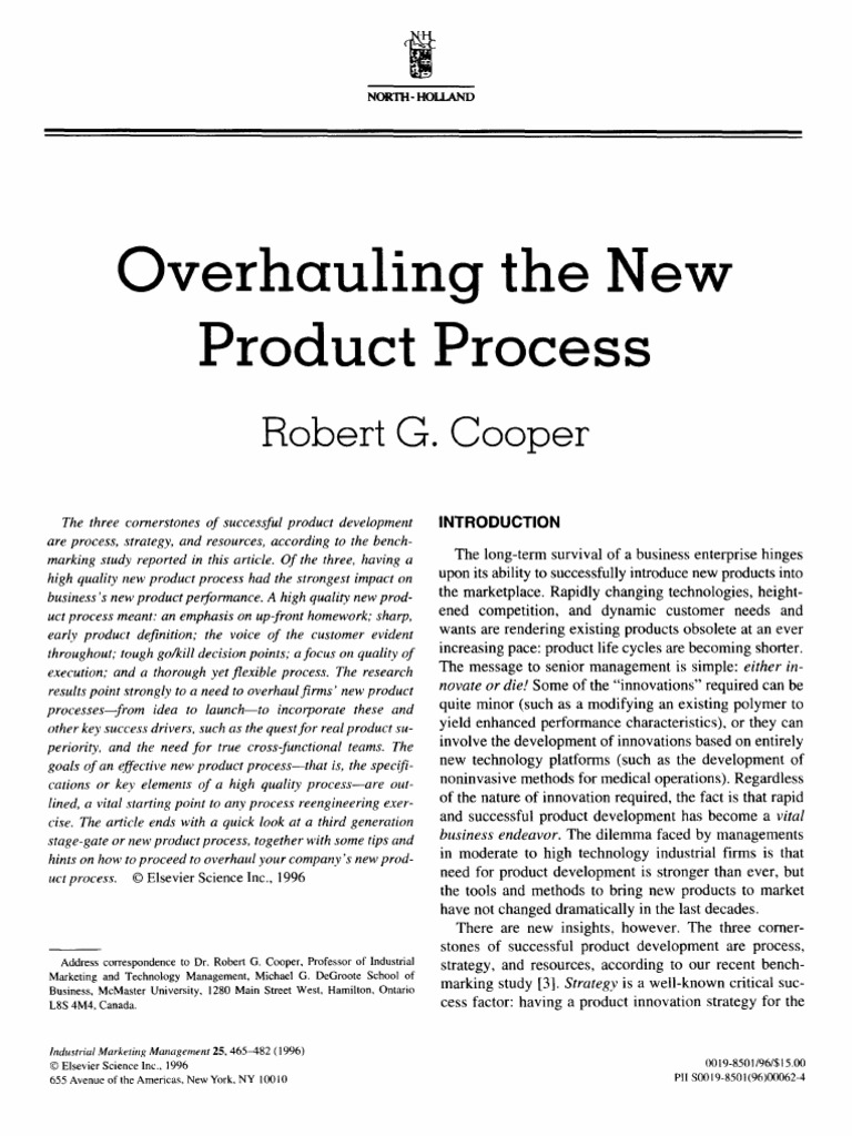 Overhauling The New Product Process: Robert G. Cooper | PDF | Product ...
