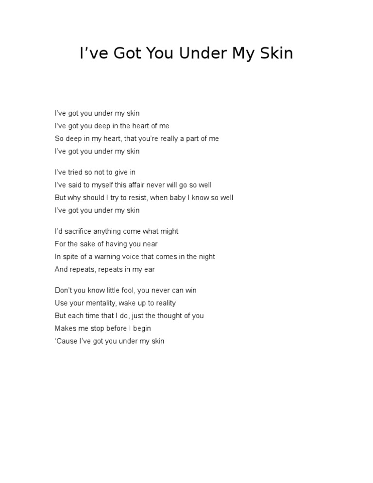 Under My Skin Lyrics Analysis | PDF