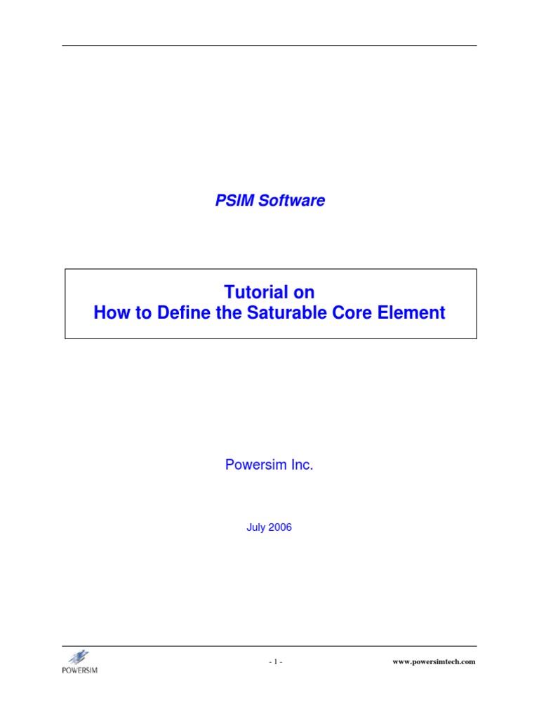 Defining Saturable Core in PSIM | PDF | Hysteresis | Inductance
