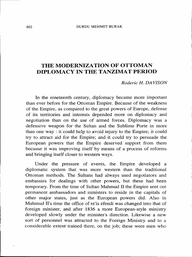 The Modernization of Ottoman Diplomacy in The Tanzimat Period | PDF ...