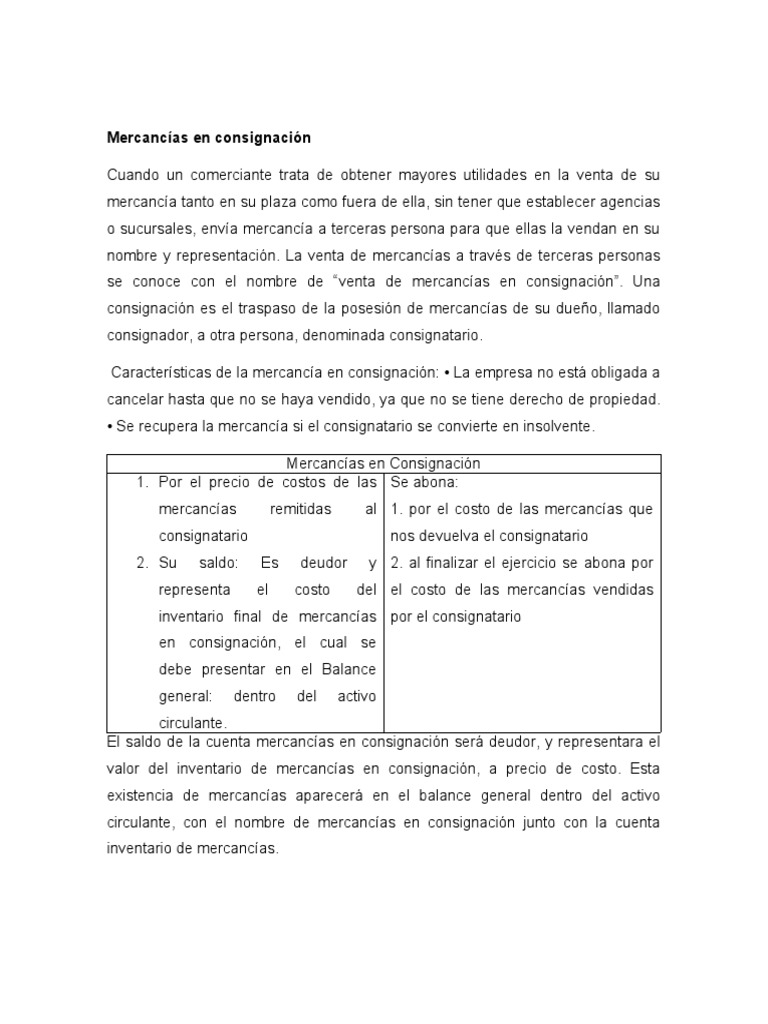 Mercancias en Consignación | PDF | Bienes | Business