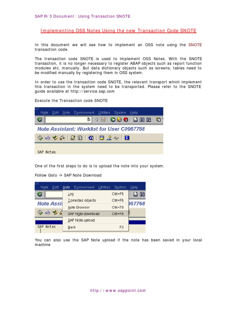 Applying OSS Note Using SNOTE | PDF | Computer Data | Computer Engineering