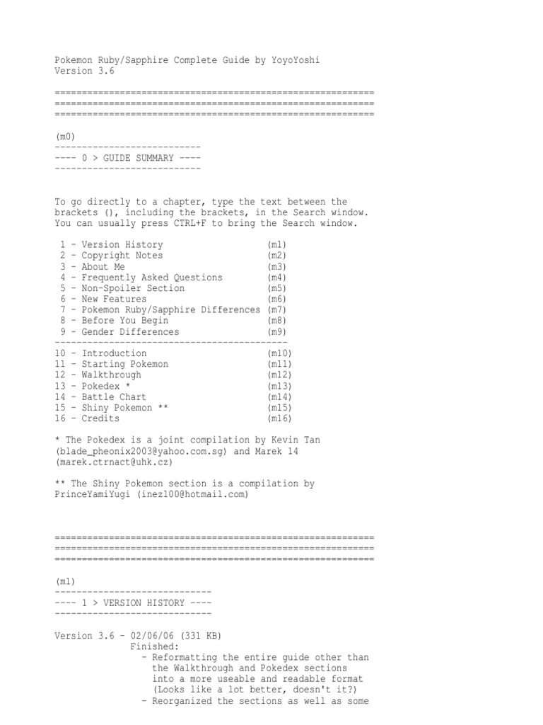 Pokemon Ruby Walk Through 1 | PDF | Nintendo | Japanese Games