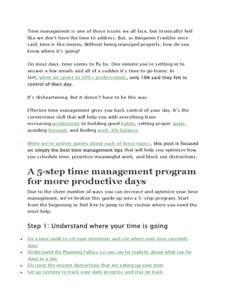 Importance of Time Management | PDF | Time Management | Professional Skills