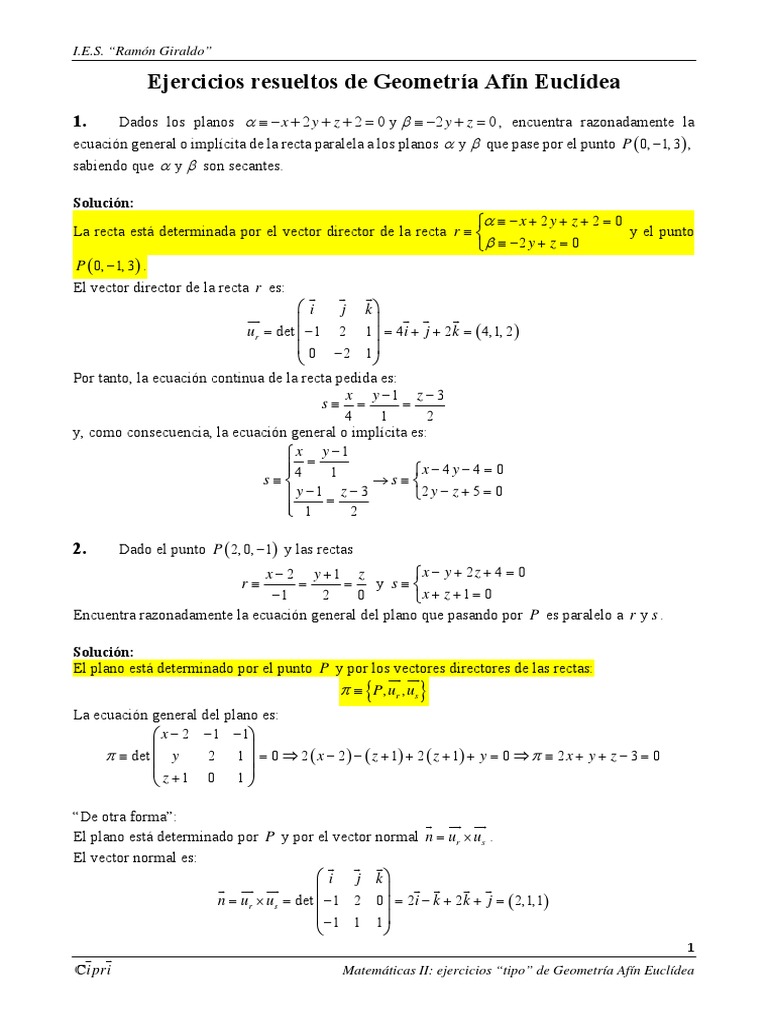 Ejercicios de Geometría Afín Euclídea | PDF | Geometria plana) | Línea (geometría)