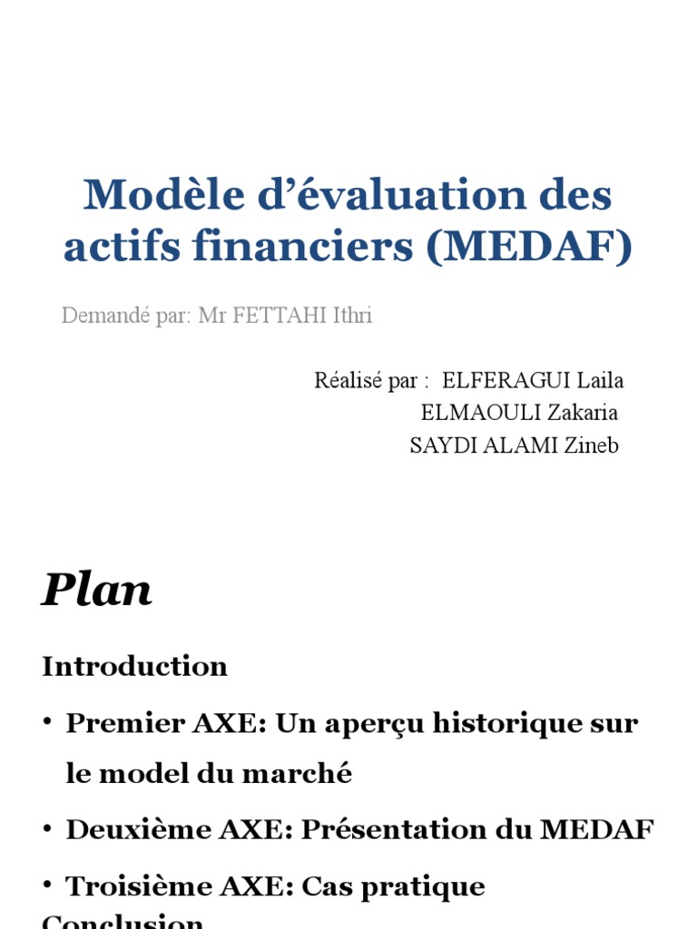 Exposeé MEDAF VF | PDF | Modèle d'évaluation des actifs financiers ...