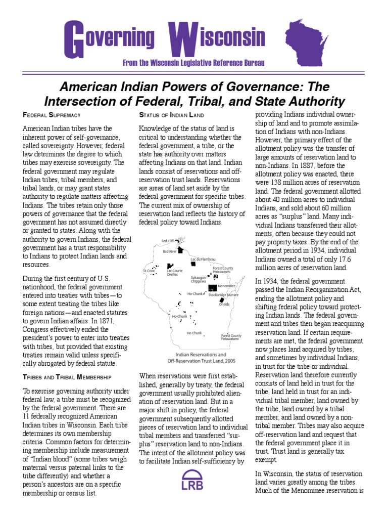 American Indian Powers of Governance The Intersection of Federal Tribal ...