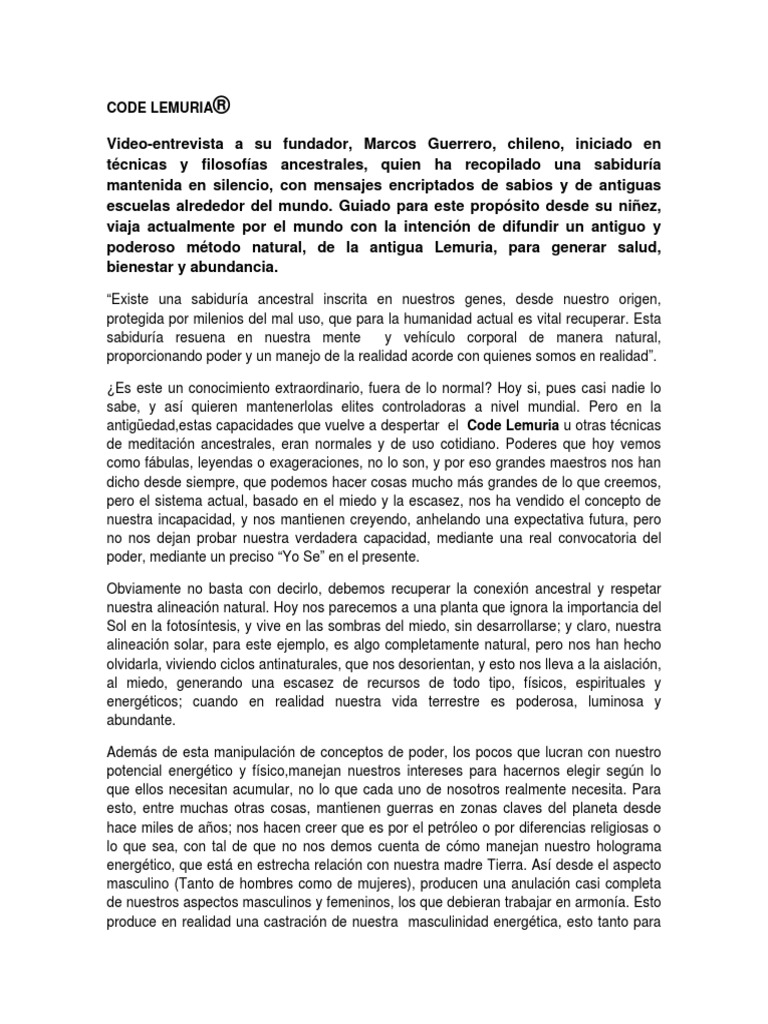 CODE LEMURIA Resumen Contenido PDF | PDF | Realidad | Tierra