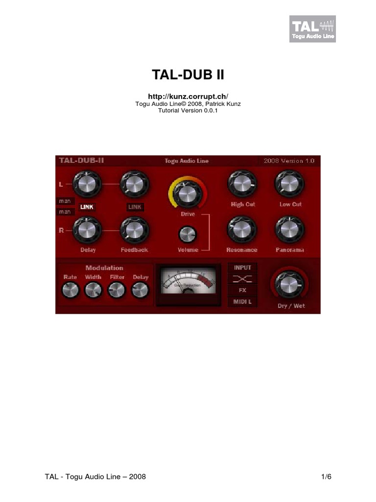 TAL Dub II User Manual EN | PDF | Filter (Signal Processing) | Digital ...