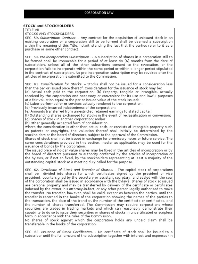 Notes On Stock and Stockholders | PDF | Stocks | Valuation (Finance)