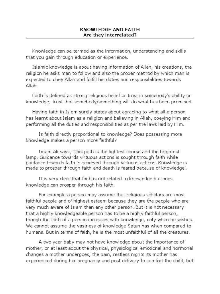 Knowledge and Faith | PDF | Faith | Knowledge