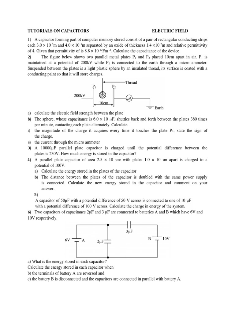 Capacitor Calculations and Tutorials | PDF | Capacitance | Capacitor