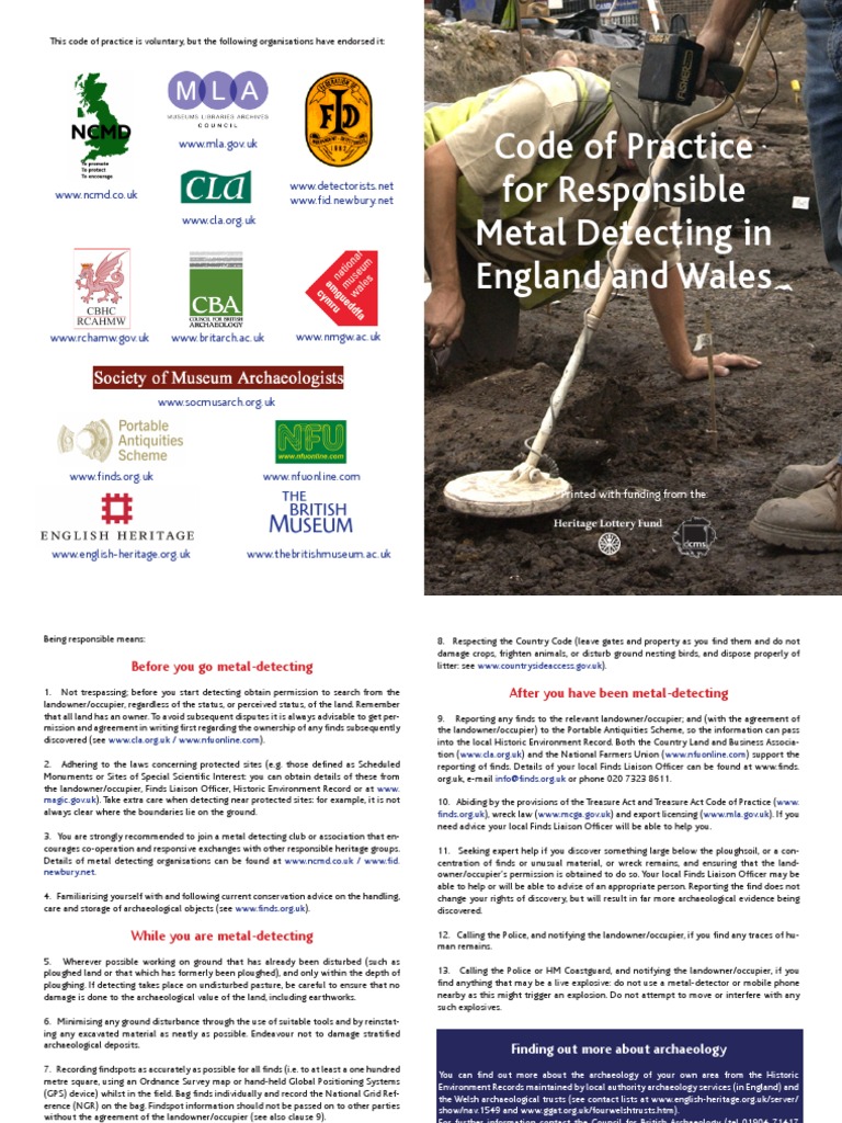 Code of Practice - Metal Detecting | Download Free PDF | Metal Detector ...
