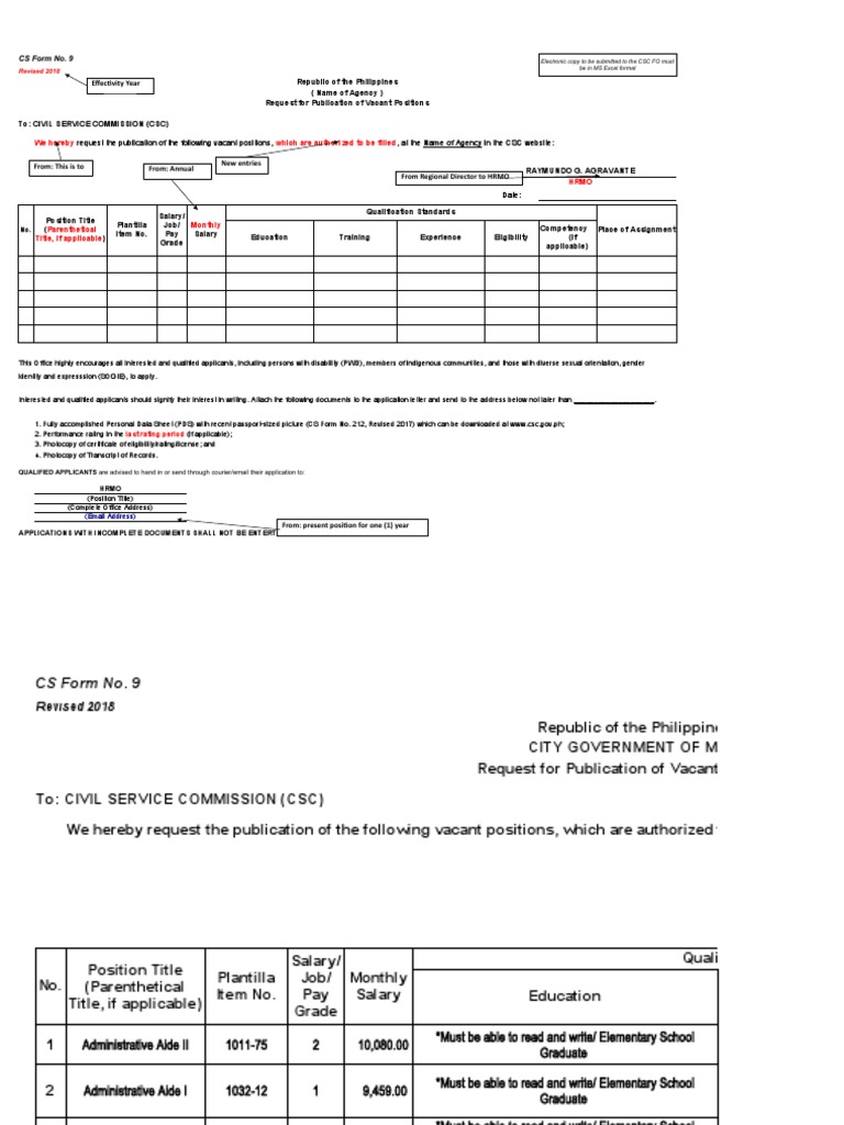CS Form 9 Revised 2018 (2nd) | PDF | Learning