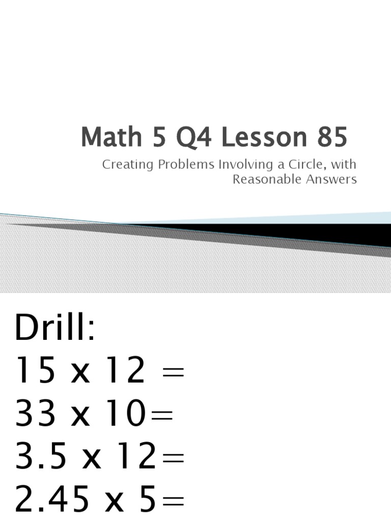 Math 5 Q4 Lesson 85: Creating Problems Involving A Circle, With ...