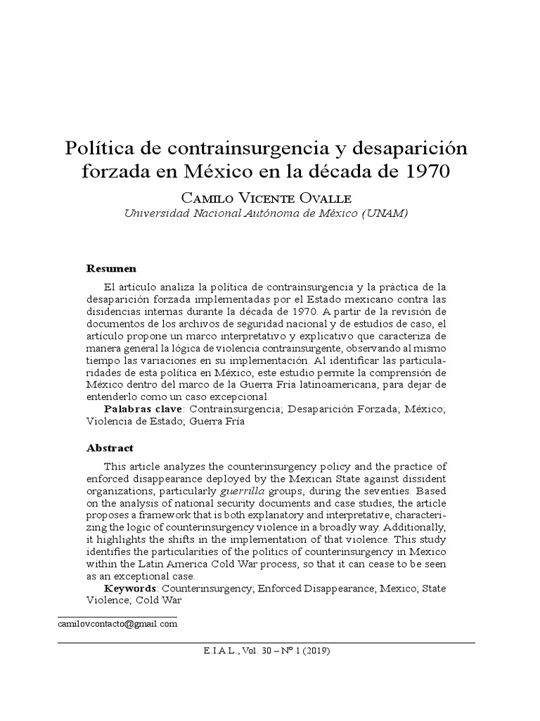 Política de Contrainsurgencia y Desaparición Forzada en México en La ...