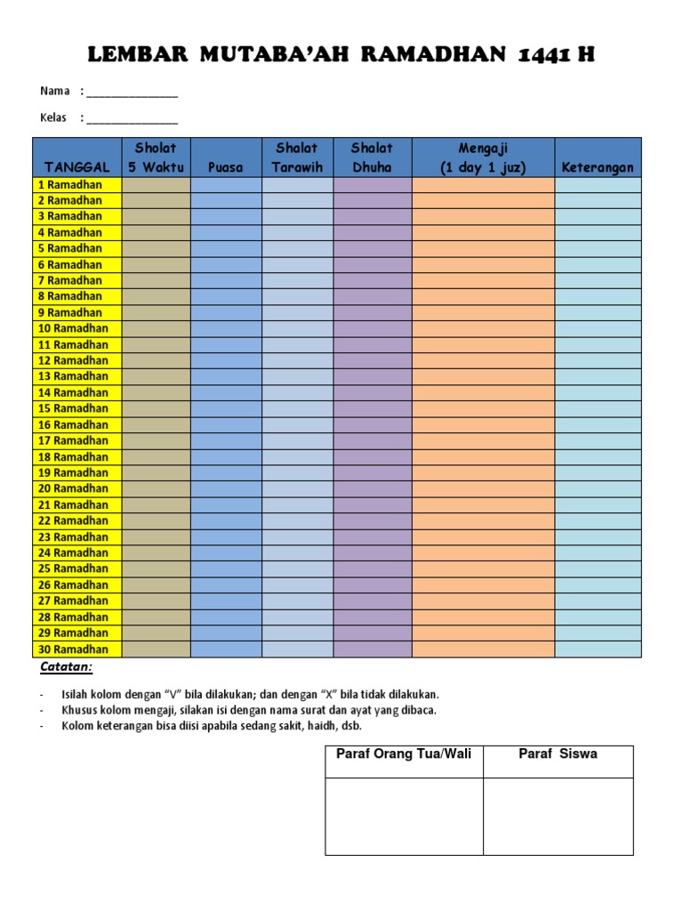 Mutabaah Ramadhan PDF | PDF
