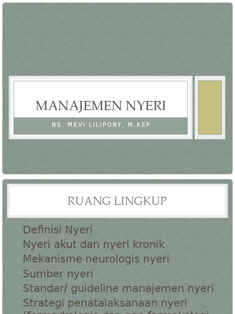 Manajemen Nyeri: Strategi Farmakologi dan Non Farmakologi | PDF