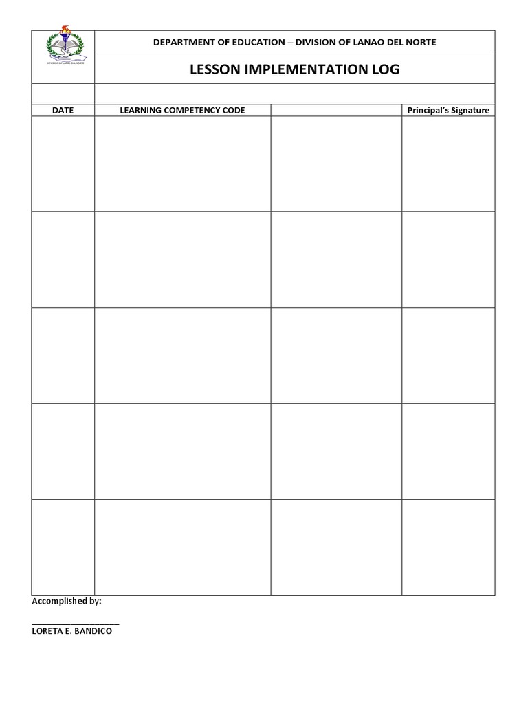 Lesson Log for Educators | PDF