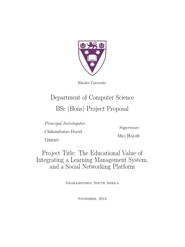 Department of Computer Science BSC (Hons) Project Proposal | PDF ...