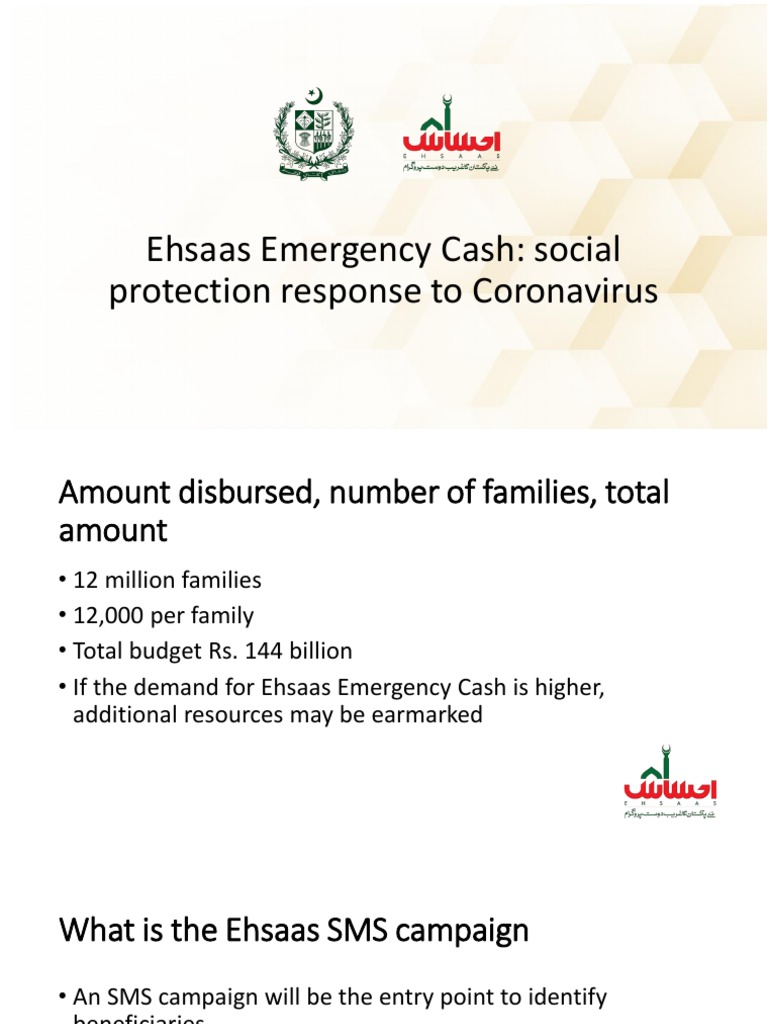 Ehsaas Emergency Cash Program Overview | PDF