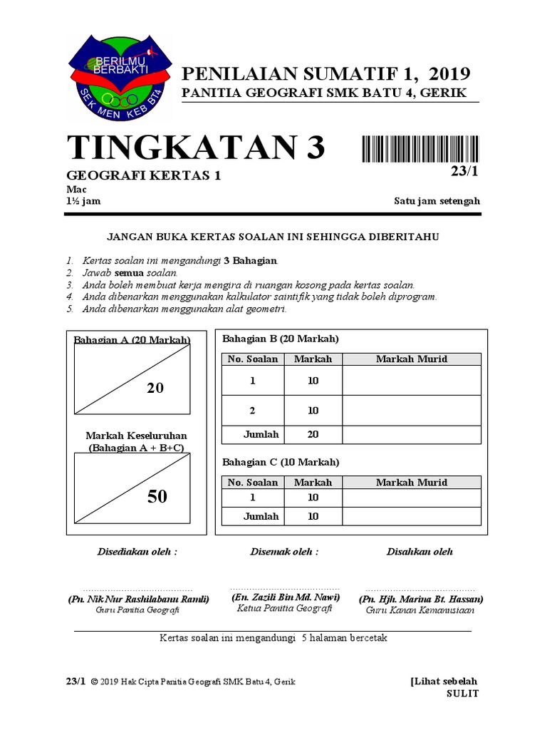 Tov Tingkatan 3 2020 | PDF