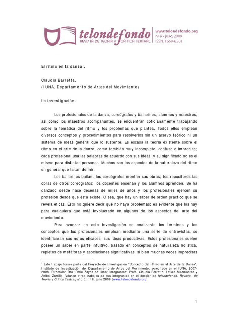 El Ritmo en La Danza | PDF | Ritmo | Bailes