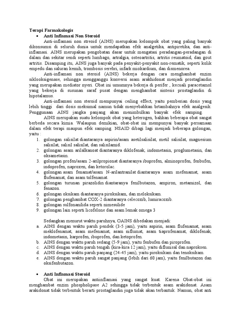 Terapi Farmakologis Inflamasi | PDF