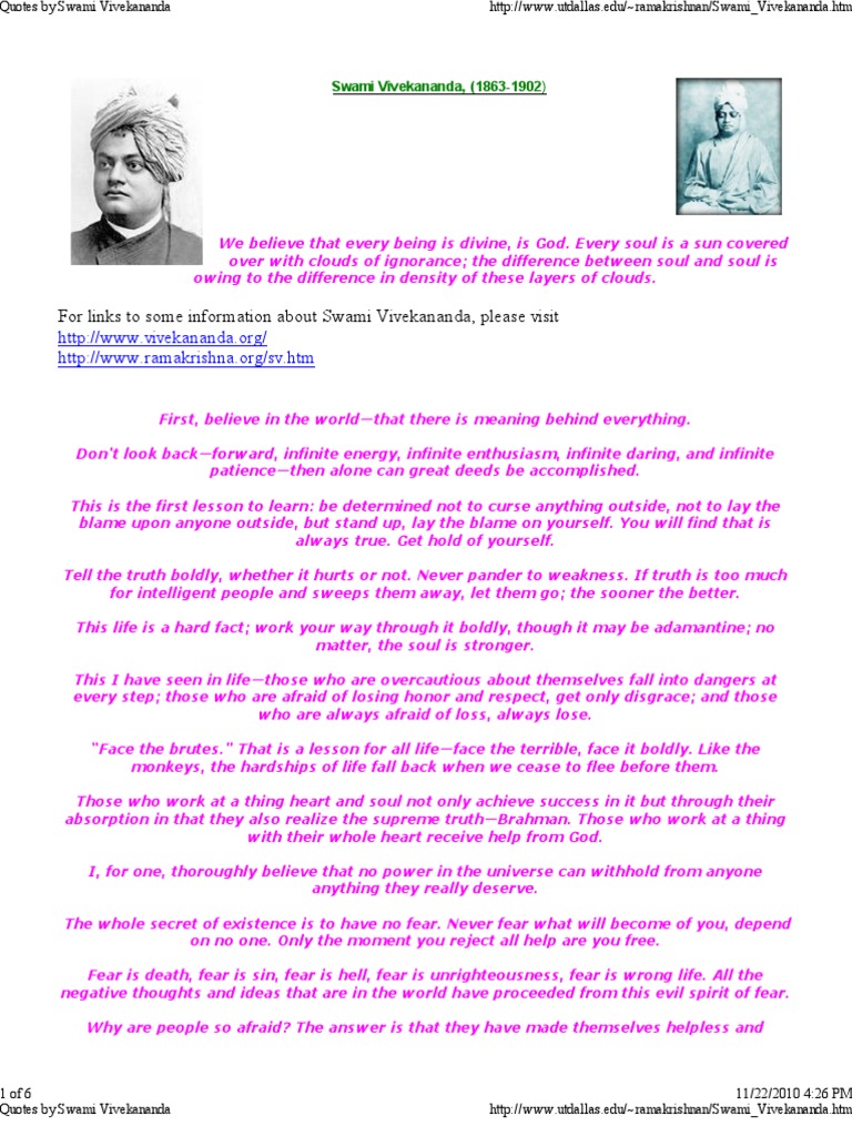 Swami Vivekananda's Wisdom Quotes | PDF | Soul | Faith