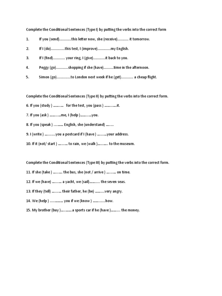 Conditional Sentences Exercise | PDF | Language Arts & Discipline