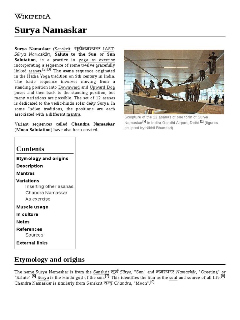 Surya Namaskar Surya Namaskar Sanskrit Salutation Is A Practice In