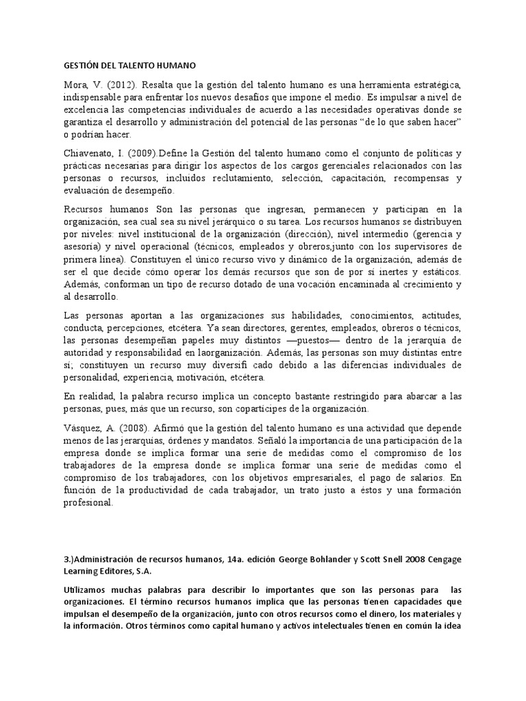 Conceptos GTH | PDF | Gestión del talento | Gestión de recursos humanos