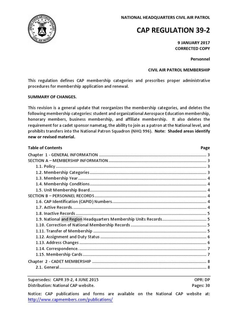 CAP Membership Regulation Overview | PDF | Civil Air Patrol ...