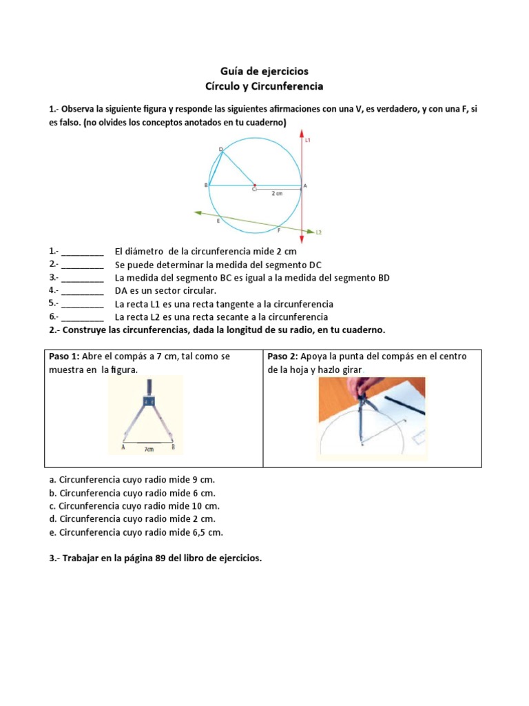 Guía Elementos Del Circulo | PDF