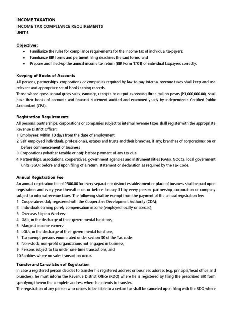 Unit 6 - Preparation of Annua ITR BIR Compliance Requirements | PDF ...