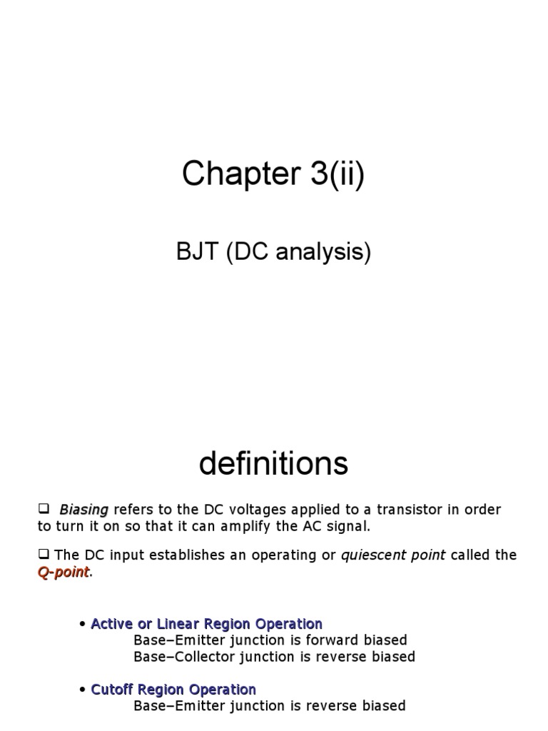 Chapter 3 (Ii) : BJT (DC Analysis) | PDF | Bipolar Junction Transistor | Electrical Circuits