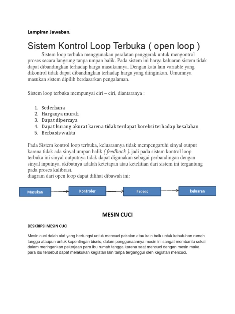 Pengaturan Sistem Open Loop Pada Mesin Cuci-Dikonversi PDF | PDF