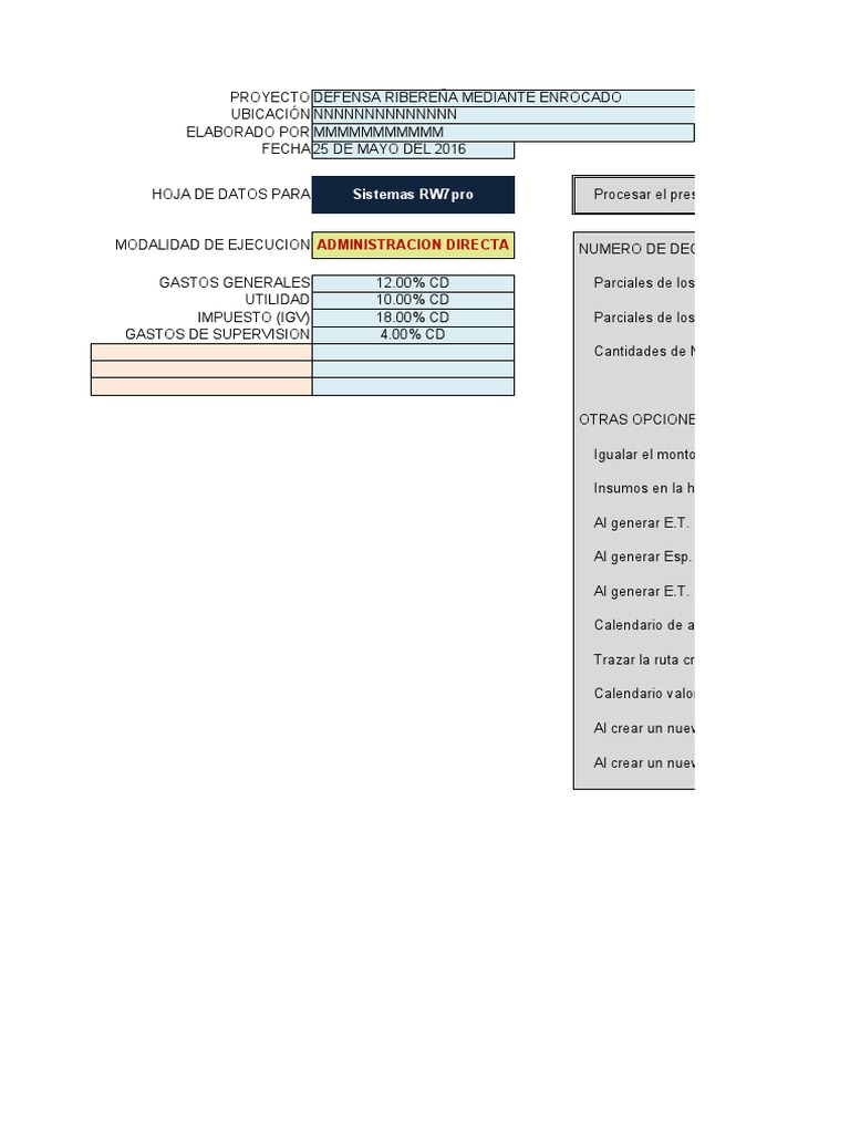Presupuesto Enrocado Defensa Ribereña | PDF | Hormigón | Ingeniero civil