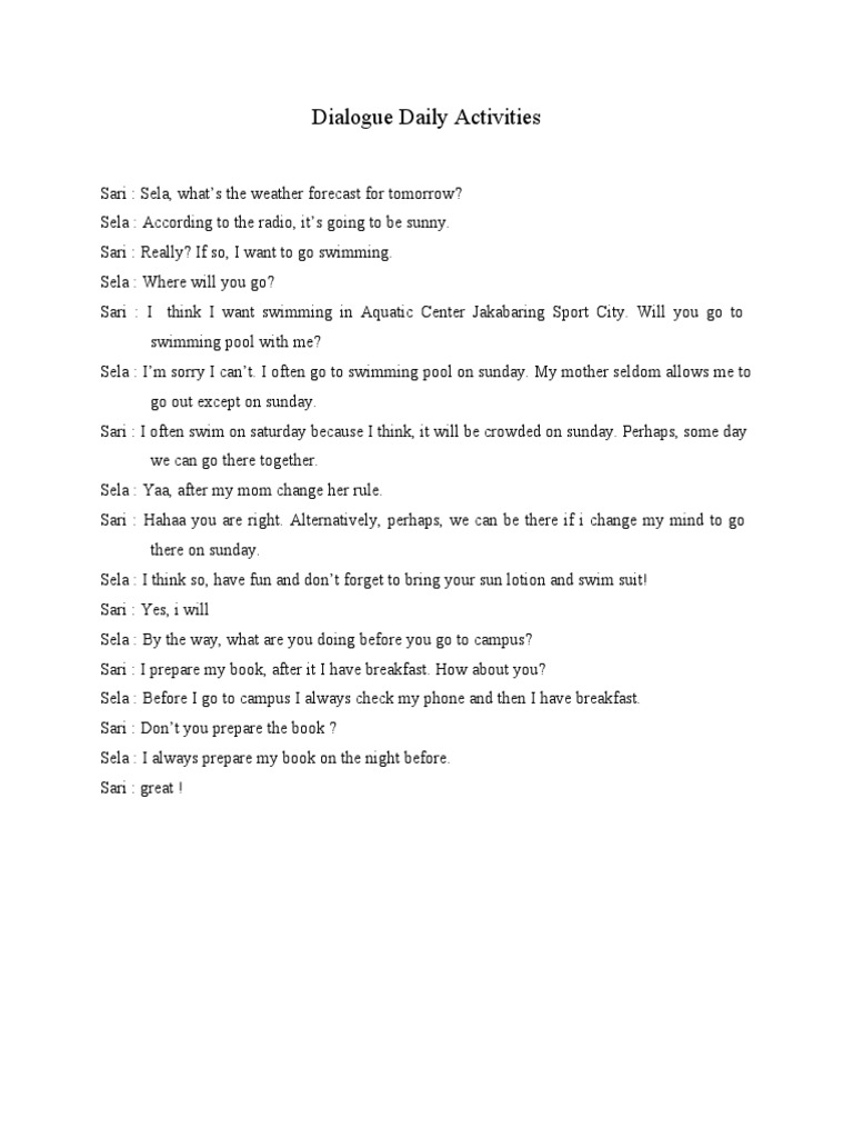 Dialogue Daily Activities | PDF
