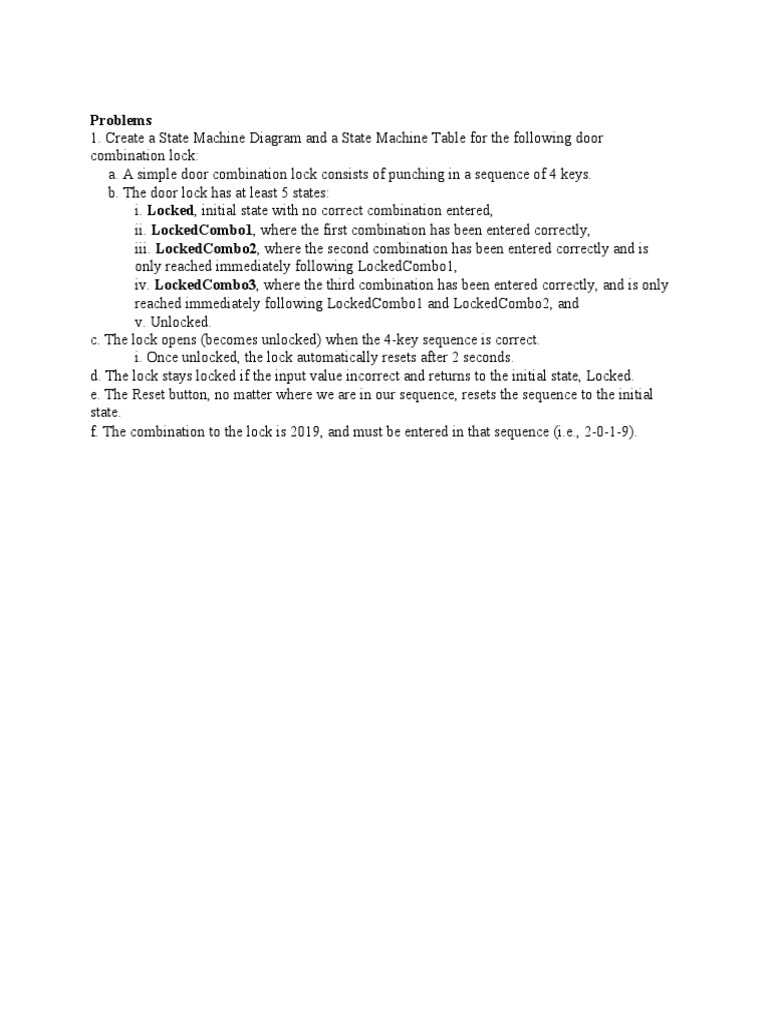 State Machine Diagram and A State Machine Table | PDF | Computing ...