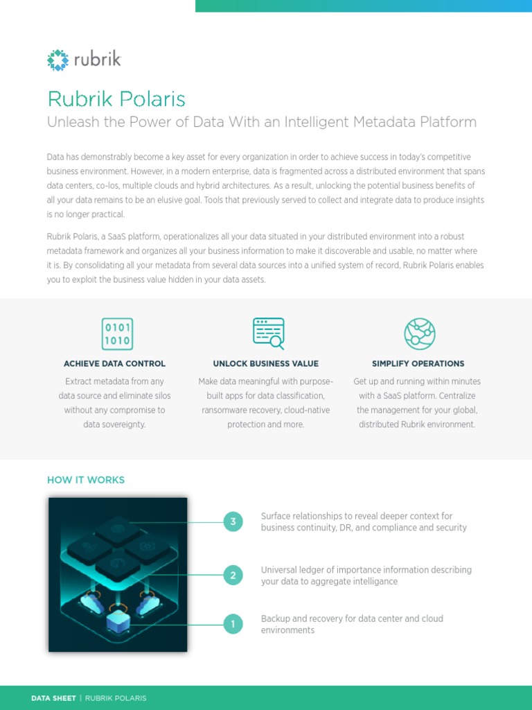 Datasheet Rubrik-Polaris PDF | PDF | Metadata | Cloud Computing