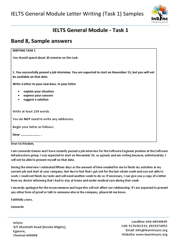 ELTS General Task 1 Letter Writing Samples PDF | PDF | International ...