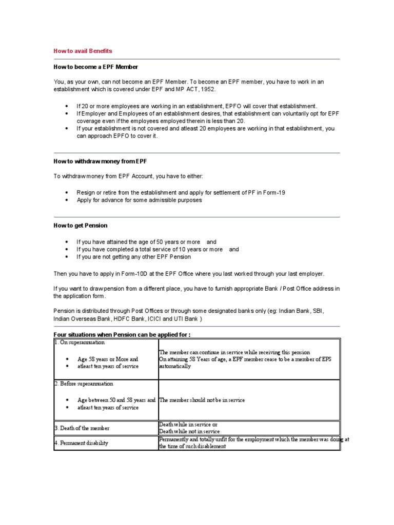 How To Avail Benefits | PDF | Pension | Financial Services