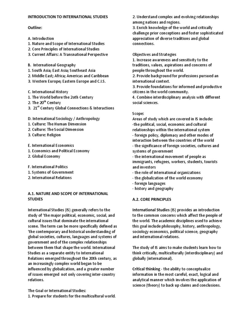Introduction To International Studies Outline:: TH ST | PDF | Europe ...