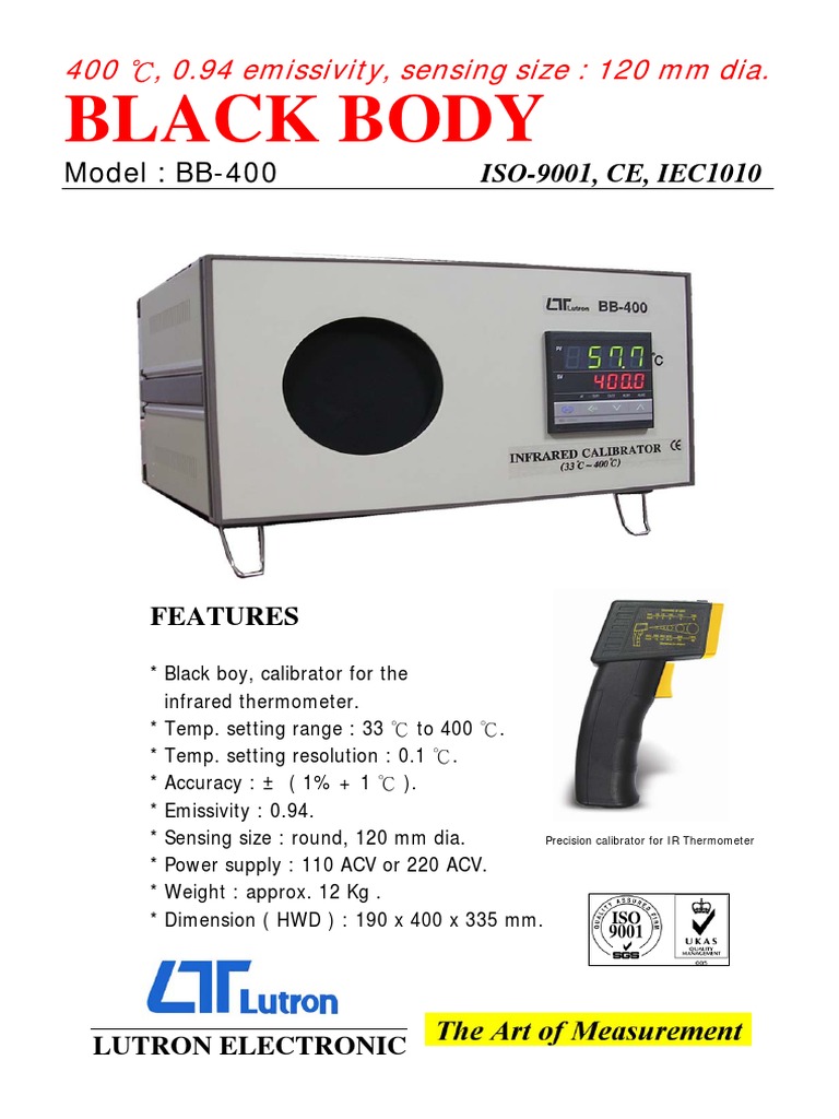 Black Body: 400, 0.94 Emissivity, Sensing Size: 120 MM Dia | PDF ...